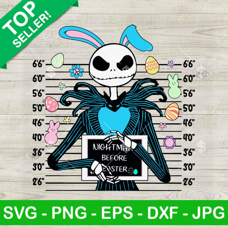 Jack Skellington Easter Bunny Mugshot SVG, Jack Skellington Bunny Ear ...