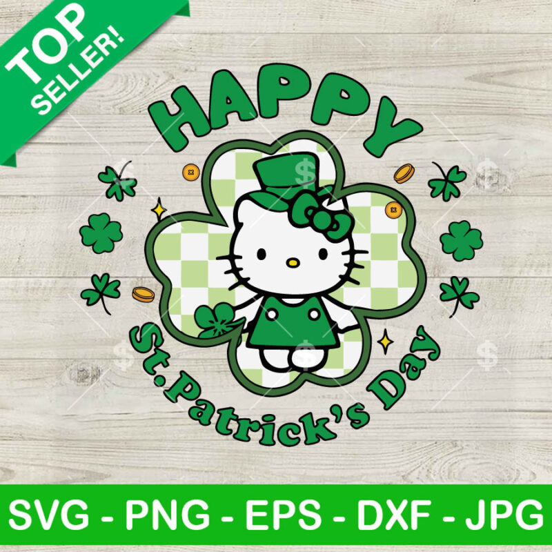 Hello Kitty Happy St Patrick's Day SVG, Hello Kitty Shamrock SVG, Irish ...