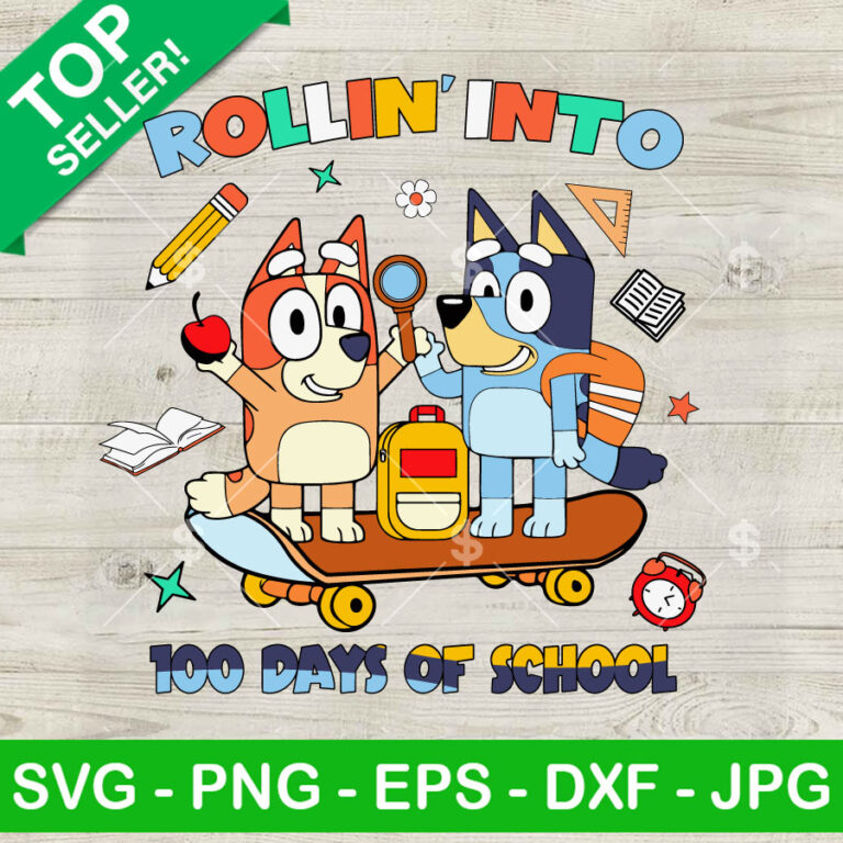 Bluey Bingo Rollin Into 100 Days Of School SVG, Bluey Bingo 100 Days of ...