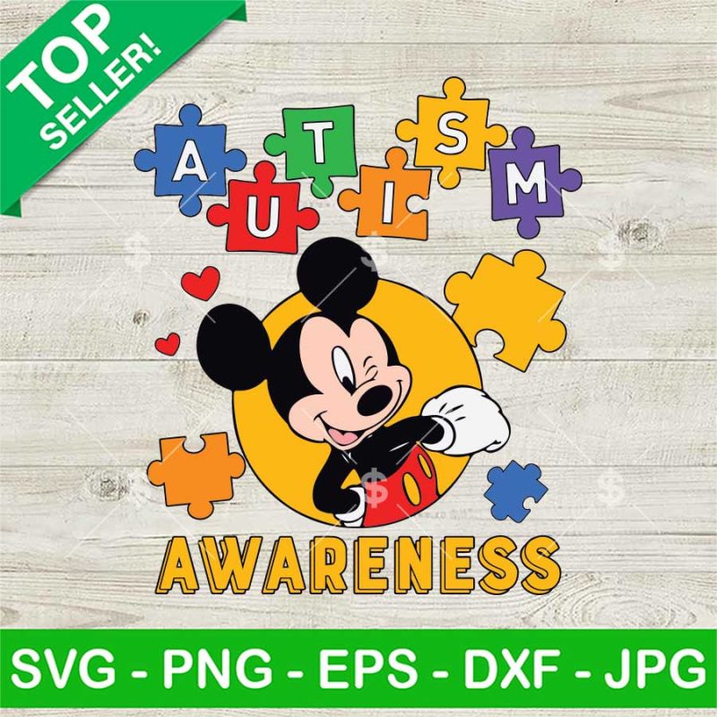 Disney Mickey Autism Awareness SVG, Mickey Mouse Love Autism Puzzle ...
