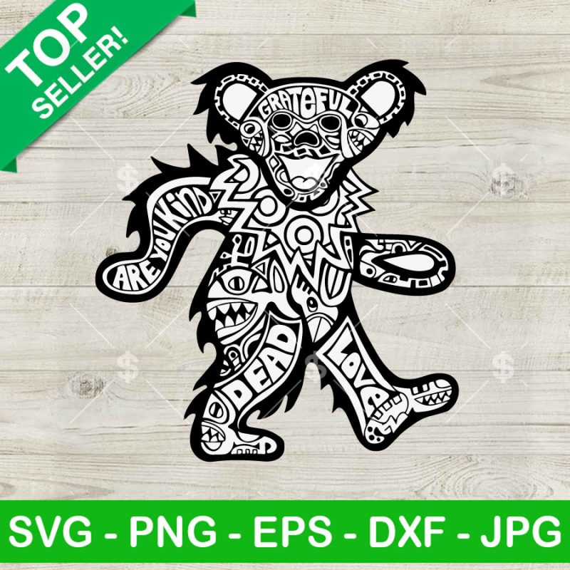 Mandala Dancing Bear Grateful Dead SVG, Dancing Bear SVG, Grateful Dead ...