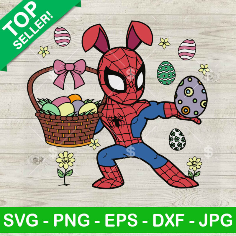 Spider Man Happy Easter SVG, Spider Man Bunny Ear SVG, Spiderman Easter ...