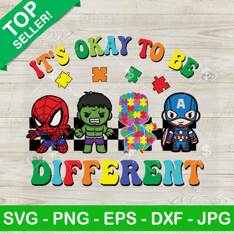Superhero Autism It's Ok To Be Different SVG, Spiderman Superman Hulk ...