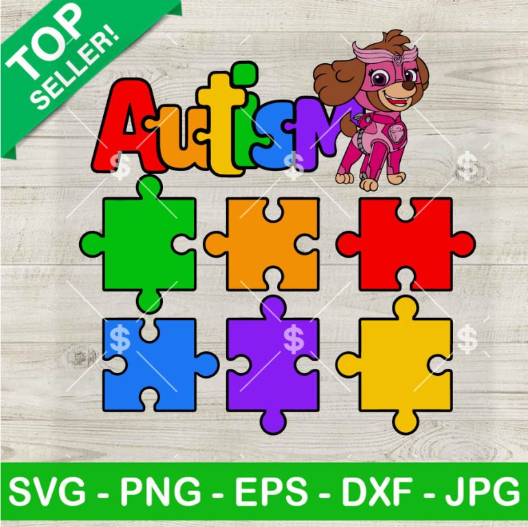 Skye Paw Patrol Autism Day SVG, Paw Patrol Autism Puzzle Pieces SVG ...