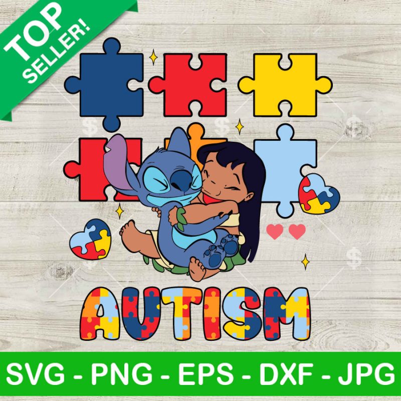 Disney Lilo Holding Stitch Autism SVG, Lilo And Stitch Autism Pieces ...