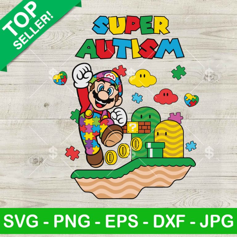 Super Mario Super Autism SVG, Super Mario Autism Ribbon SVG SVG, Autism ...