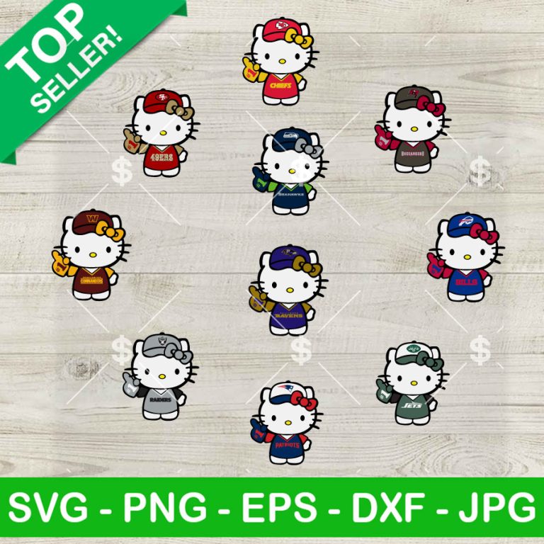 Hello Kitty Football Team 10 Design SVG Bundle, Hello Kitty NFL Team ...