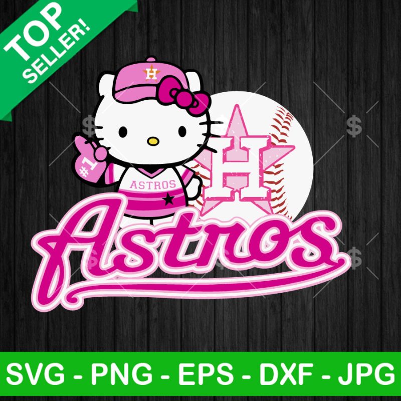 Hello Kitty Pink Houston Astros SVG, Pink Kitty Astros Baseball SVG ...