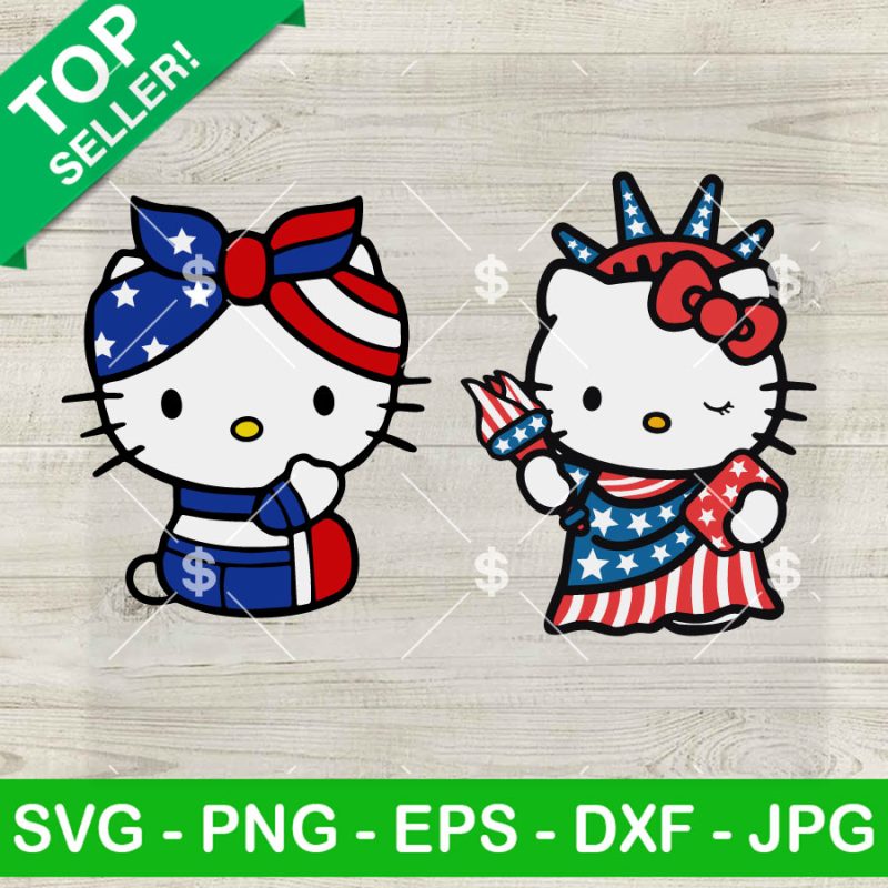 Hello Kitty 4th Of July SVG Bundle, Hello Kitty American Flag SVG ...