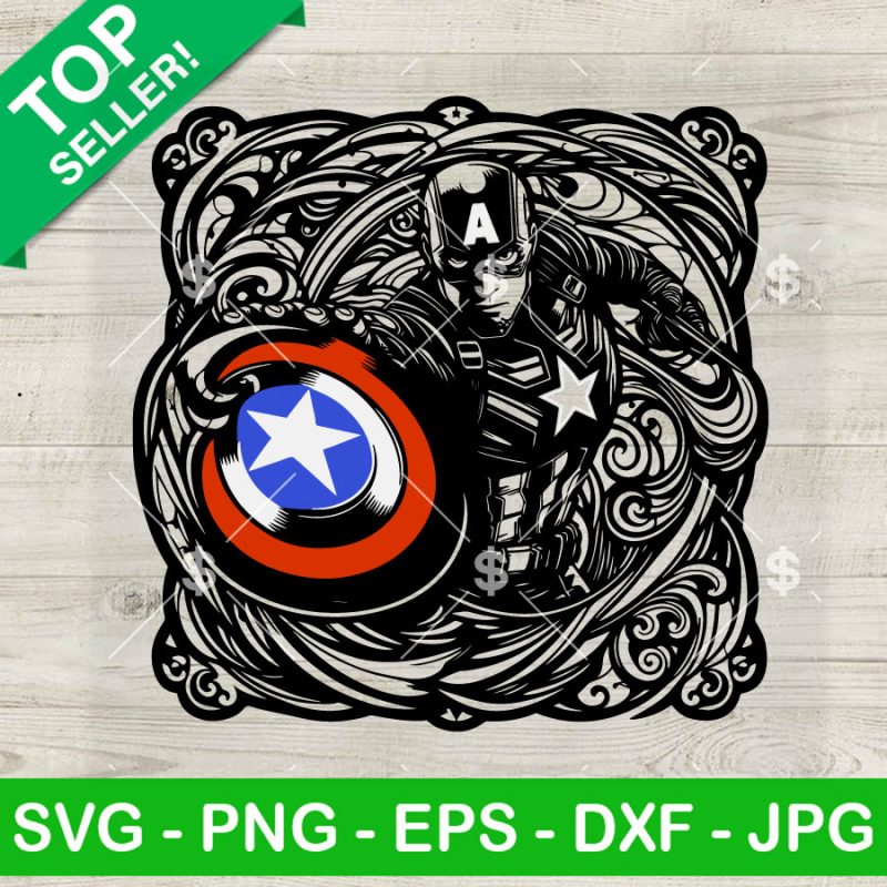 Mandala Captain America SVG, Mandala Superhero Characters SVG, Captain ...