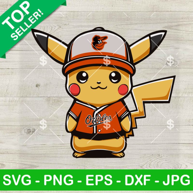Pikachu Baltimore Orioles Baseball SVG, Pikachu Baseball MLB SVG ...