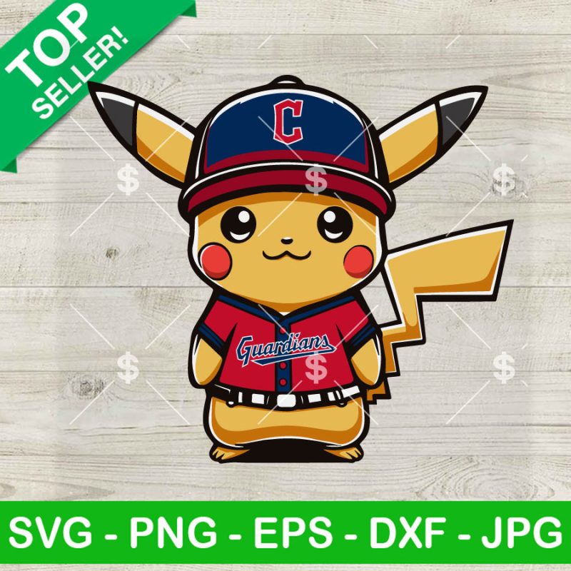 Pikachu Cleveland Guardians Baseball SVG, Pikachu Baseball MLB SVG ...