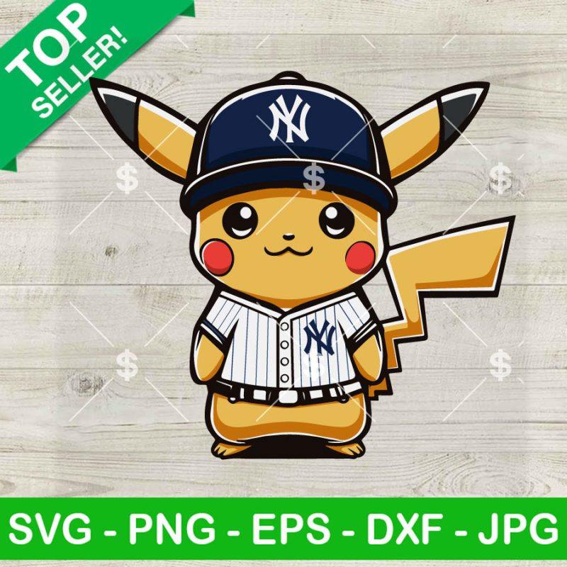 Pikachu NY Yankees Baseball SVG, Pikachu Baseball MLB SVG, Pikachu Fan ...