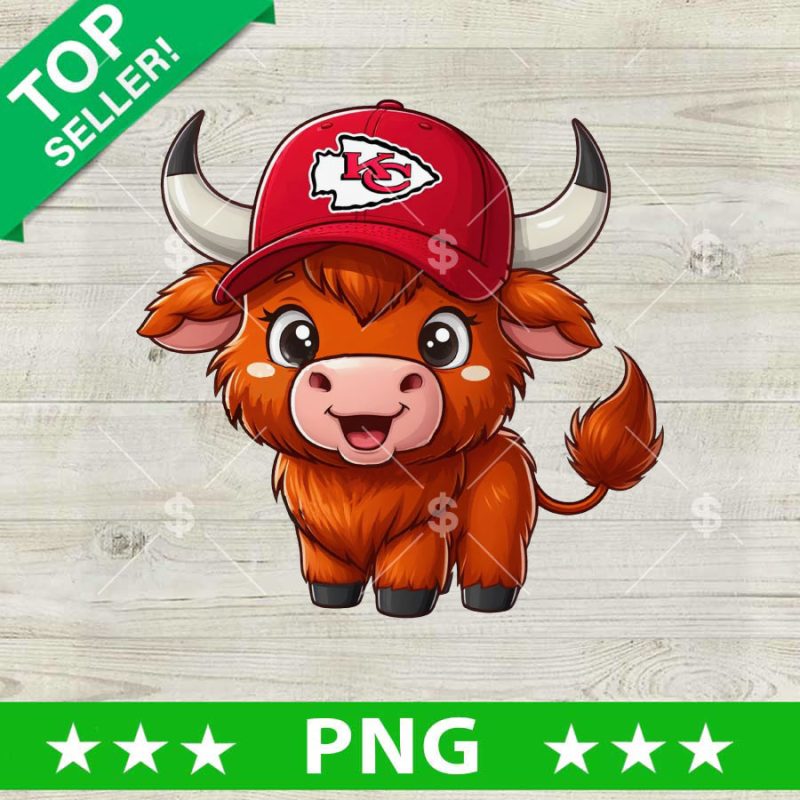 Highland Cow Kansas City Chiefs Football PNG, Cow Football Sublimation ...