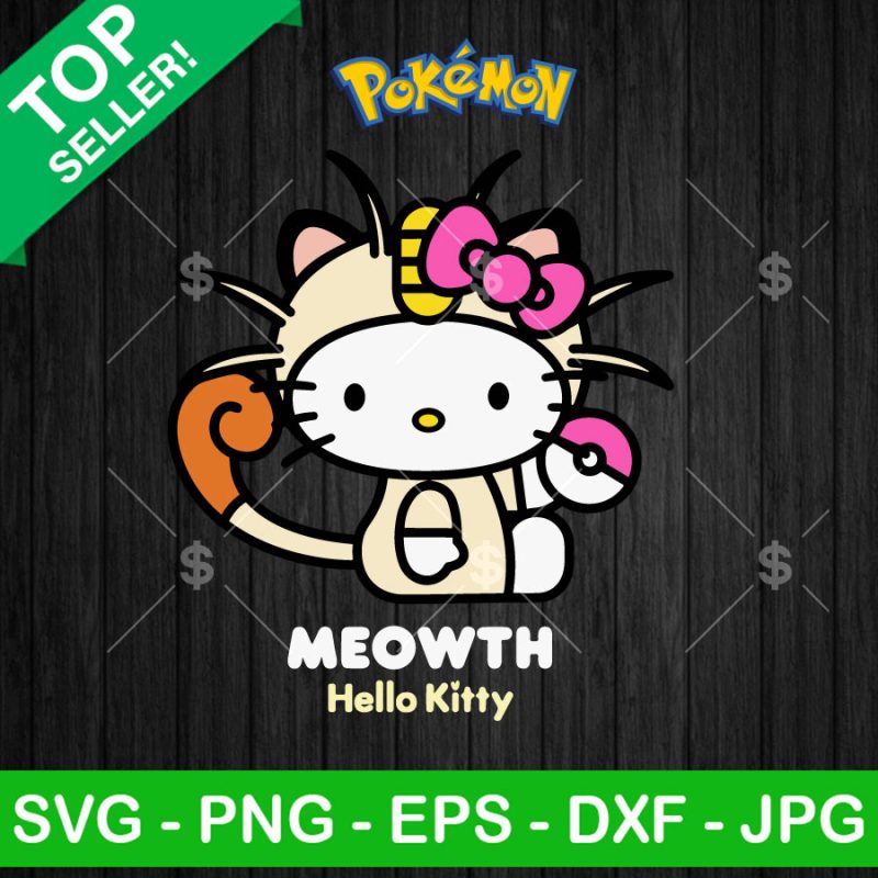 Cute Hello Kitty Meow Pokemon SVG, Hello Kitty SVG, Meowth Pokemon SVG ...