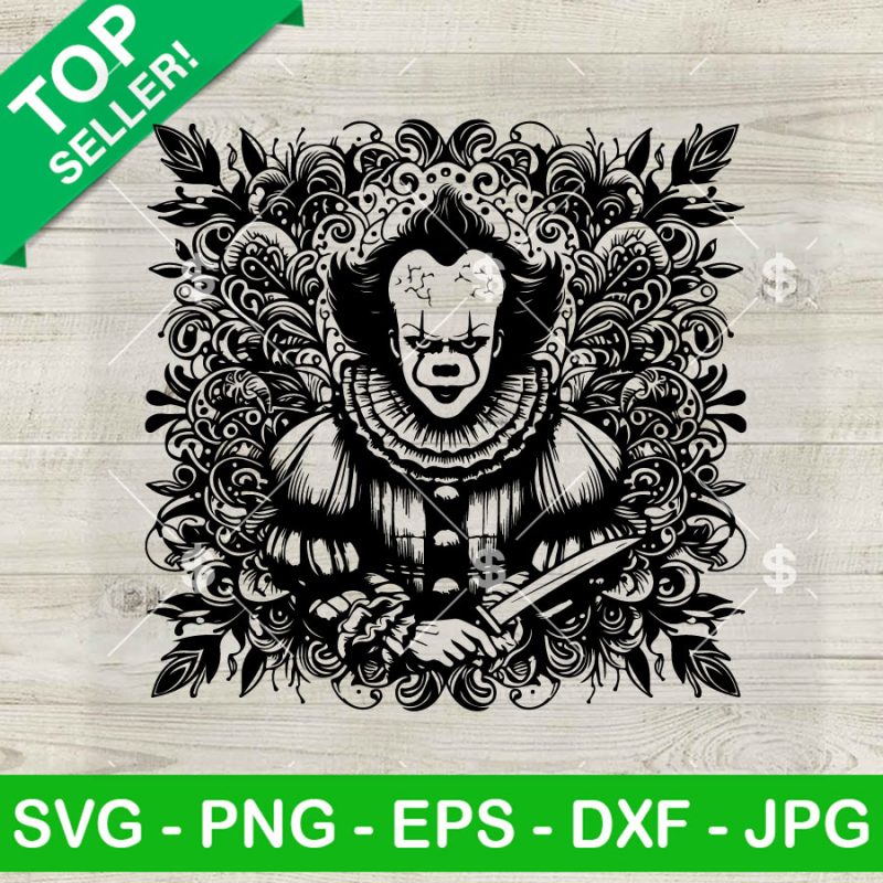 Mandala Zentangle Pennywise SVG, Mandala Horror Movie Characters SVG ...