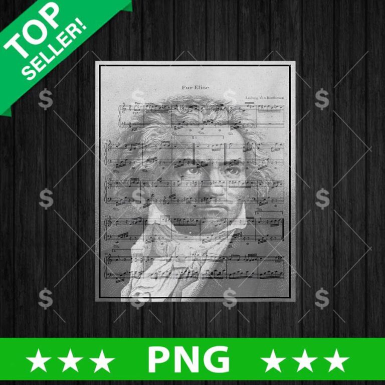 Beethoven Fur Elise Staves PNG, Beethoven Sublimation transfer PNG