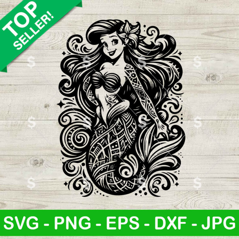 Mandala Ariel Princess SVG, Zentage Disney Ariel Princess SVG, Ariel ...