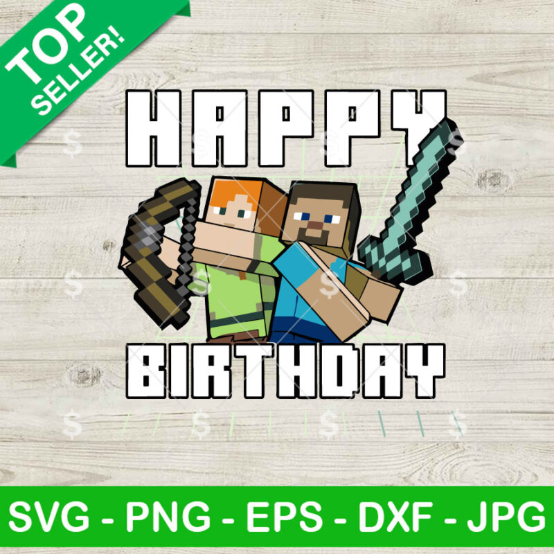 Minecraft Happy Birthday SVG, Minecraft Girl Boy SVG, Minecraft Game ...