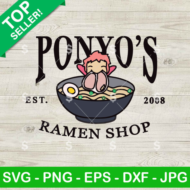Ponyo's Ramen Shop EST 2008 SVG, Ramen Shop Ghibli SVG, Ponyo Ramen SVG ...