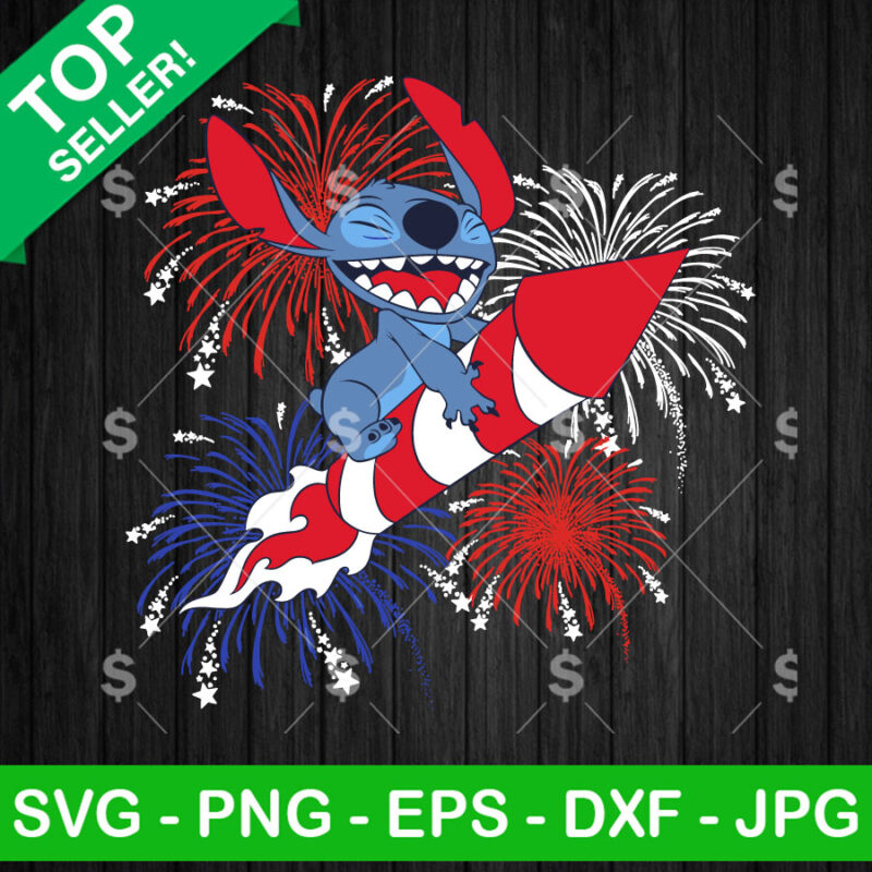 Stitch 4th Of July Fire Cracker SVG, Funny 4th Of July Stitch Firework ...