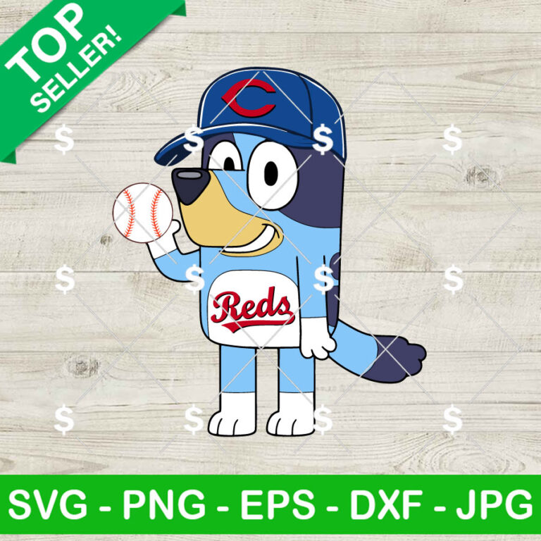 Bluey Cincinnati Reds Baseball SVG, Bluey Cincinnati Reds MLB SVG ...