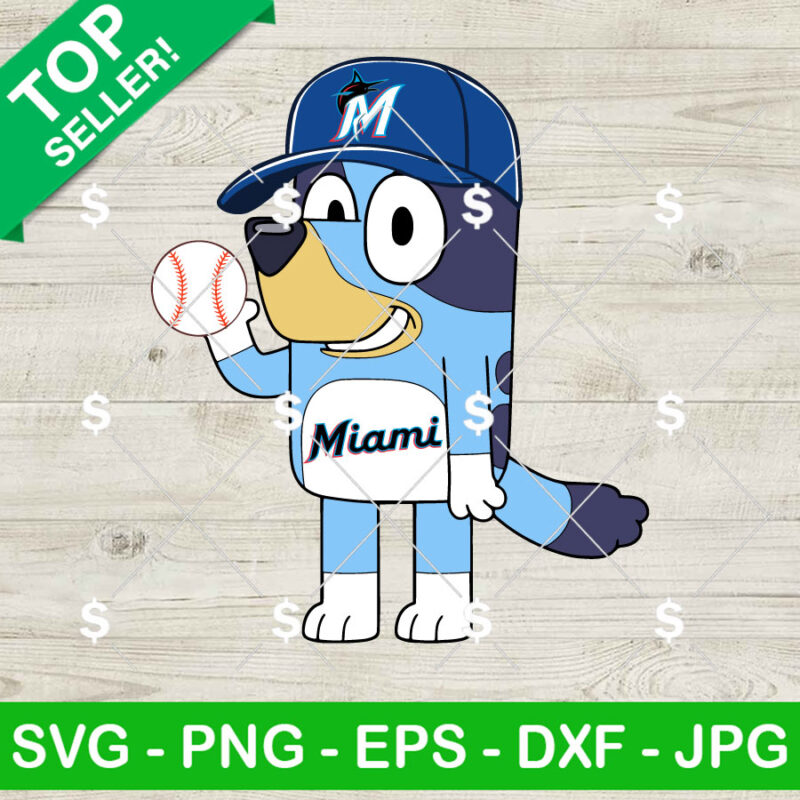 Bluey Miami Marlins Baseball SVG, Bluey Miami Marlins MLB SVG, Bluey ...