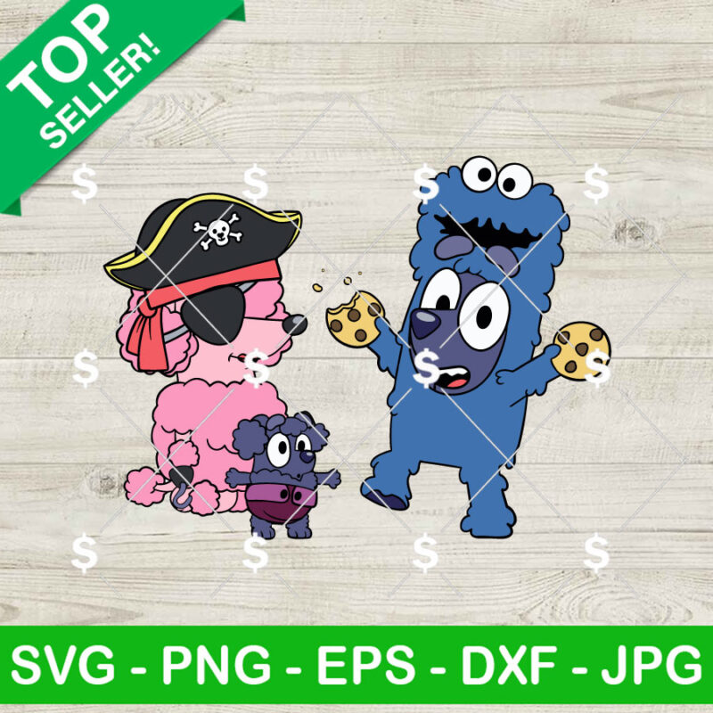 Coco And Jean Luc Bluey Pirate SVG, Bluey Cookie Monster SVG, Bluey ...