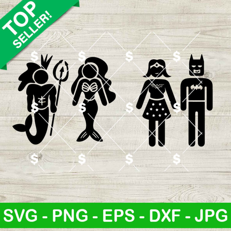 Cute Restroom Sign SVG, Superhero Bathroom Sign SVG, Mermaid Cute ...