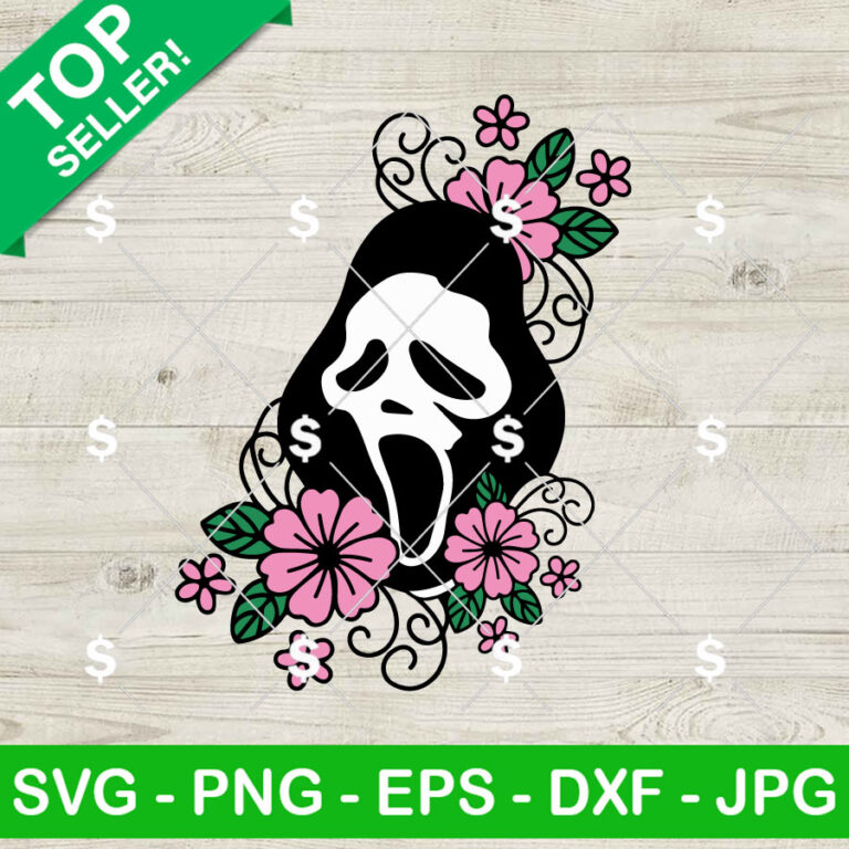 Ghostface Floral SVG, Scream Ghostface Killers SVG, Horrors Halloween SVG