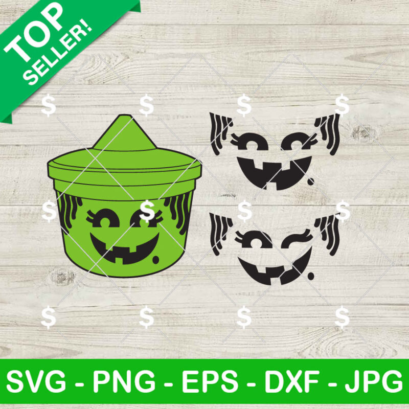 Halloween Candy Bucket Green Witch SVG, Halloween Witch Bucket SVG ...