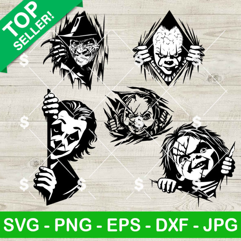 Horror Chracters Peeking Halloween SVG, Horror Chracters Bundle SVG ...