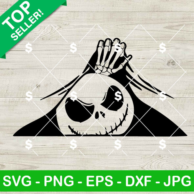 Jack Skellington Peeking Out SVG, Jack Skellington Face SVG, Nightmare ...