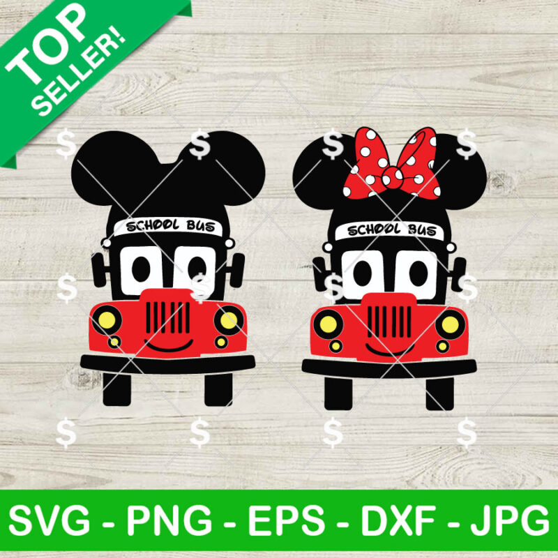 Mickey Minnie Mouse School Bus SVG, Mouse Ears School Bus SVG PNG Cricut