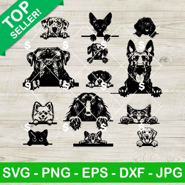 Peeking Cat And Dog SVG Bundle, Peek A Boo Dog Lover SVG, Cat Lover SVG