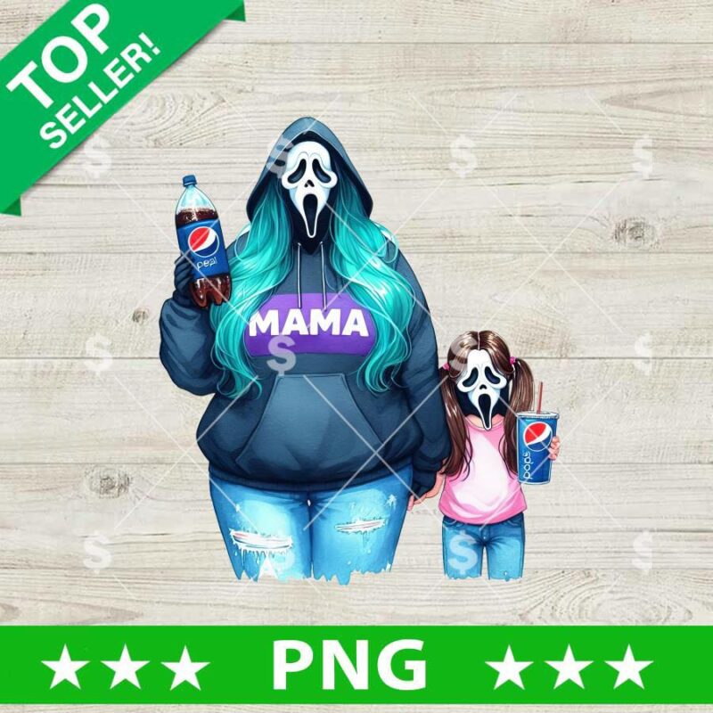 Scream Ghostface Mama And Daughter Drink Pepsi PNG, Ghostface Horror ...