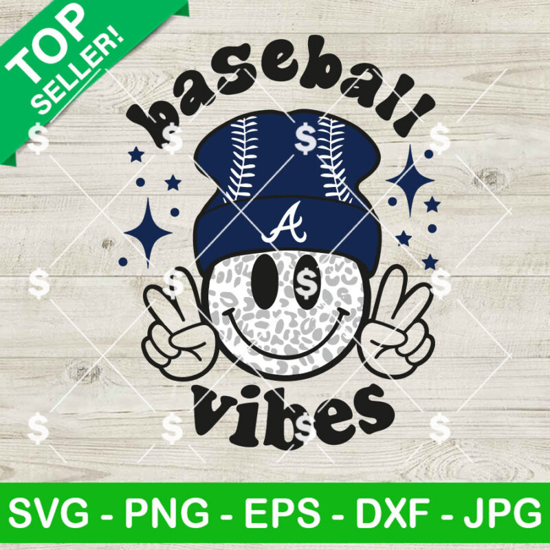Atlanta Braves Beanie Smiley Face Baseball Vibe SVG, Baseball Mama ...