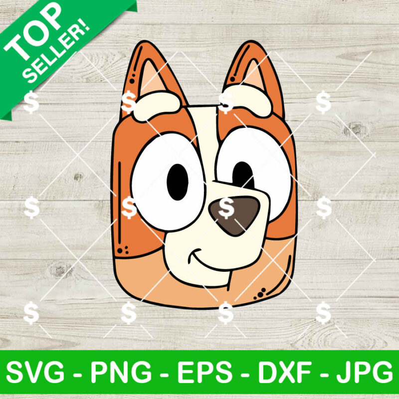 Bingo Heeler Cute Face SVG, Bluey Cartoon SVG, Cute Bingo Face SVG