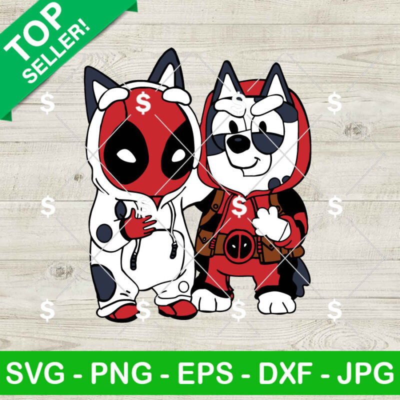 Deadpool Bluey SVG, Bluey Superhero Friends SVG, Bluey Characters SVG