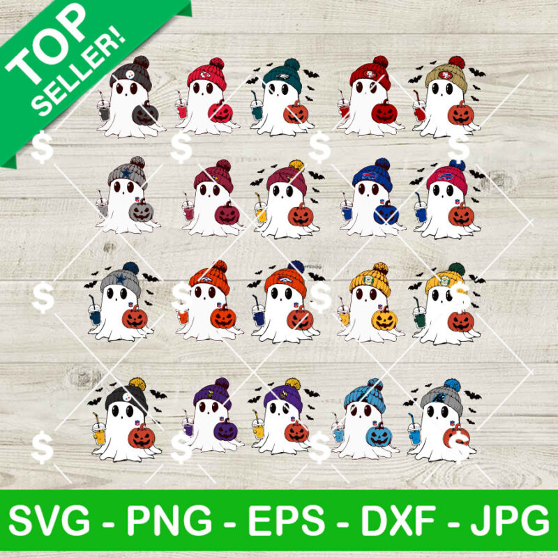Bougie Ghost NFL Halloween SVG Bundle, 20 NFL Football Halloween SVG ...