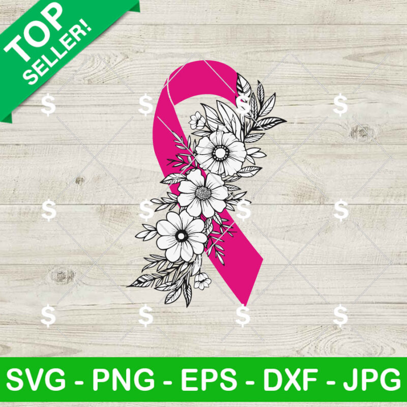 Breast Cancer Pink Ribbon Flower SVG, Breast Cancer Ribbon SVG, Ribbon ...
