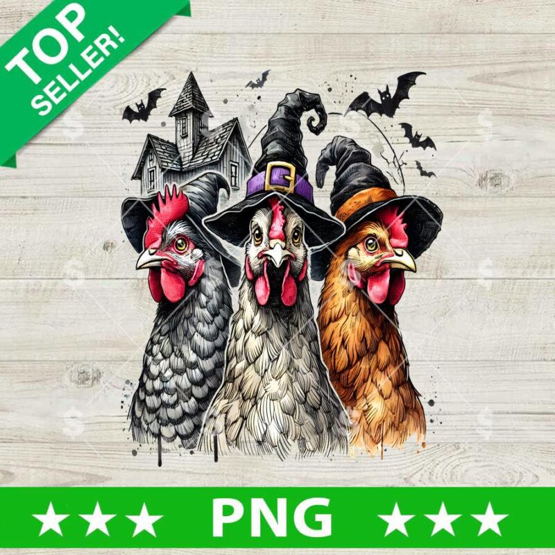 Halloween Chicken Witch PNG, Chiken Witches Sublimation PNG