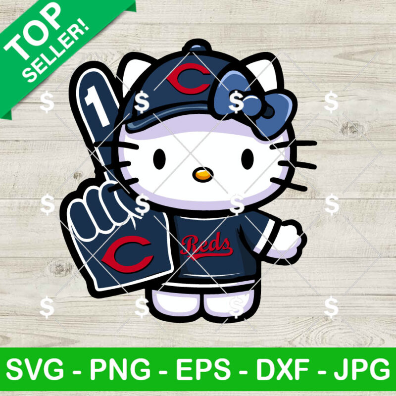 Hello Kitty Cincinnati Reds MLB SVG, Hello Kitty Baseball Cheerleader ...