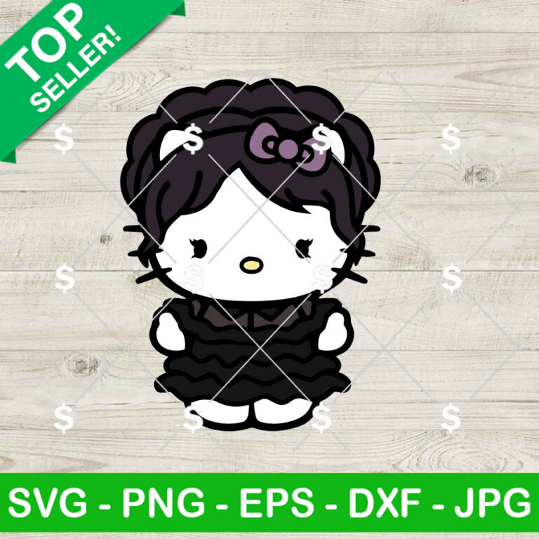 Hello Kitty Wednesday Addams SVG, Kitty Girl Addams Family SVG, Hello ...