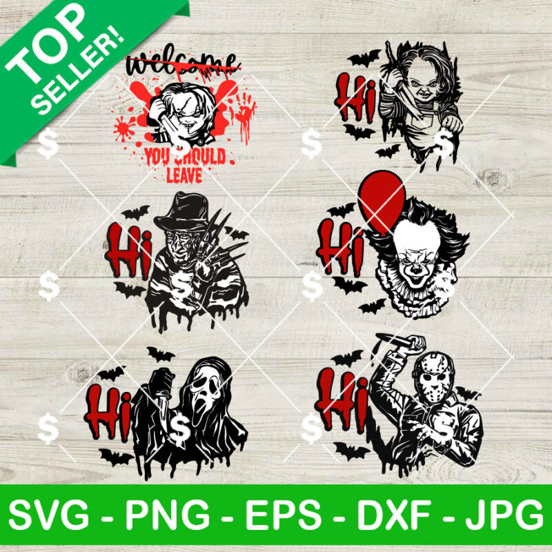 Horror Killers Movie Halloween Door Sign SVG, Killers Movie Characters ...