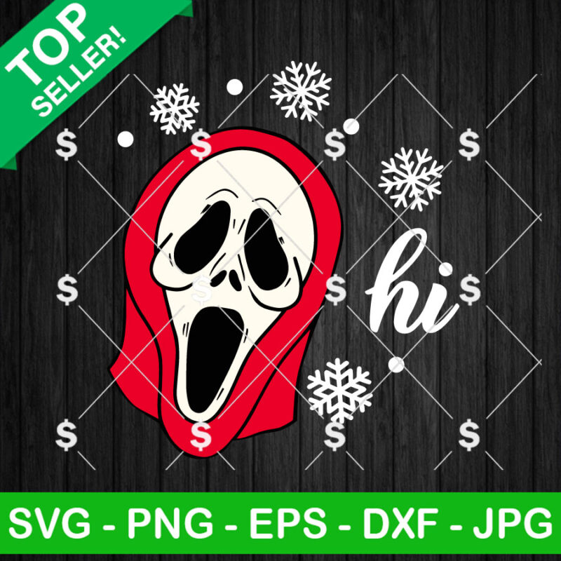 Ghostface Scream Santa Hi Christmas SVG, Ghostface Scream Door Sign SVG ...