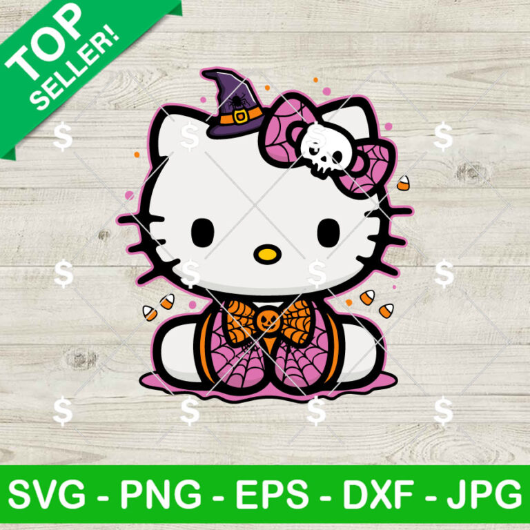 Kawaii Cat Kitty Pink Boo SVG, Hello Kitty Spider Web SVG, Halloween ...