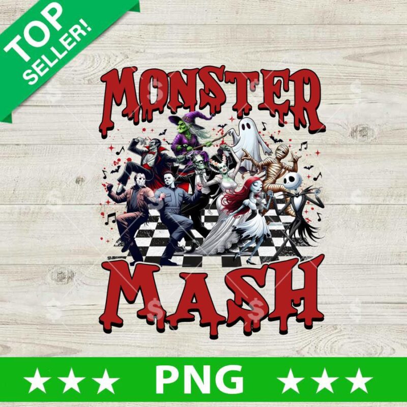 Monster Mash Horror Movie Characters PNG, Horror Movie Halloween Sublimation PNG