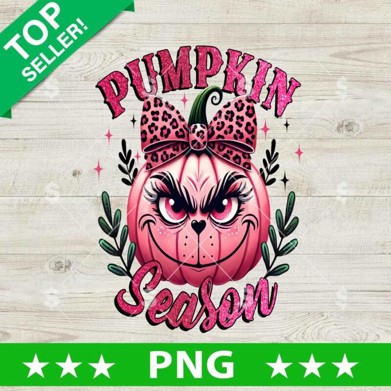 Pink Grinch face Pumpkin Season PNG, Grinches Coquette Bow Sublimation PNG