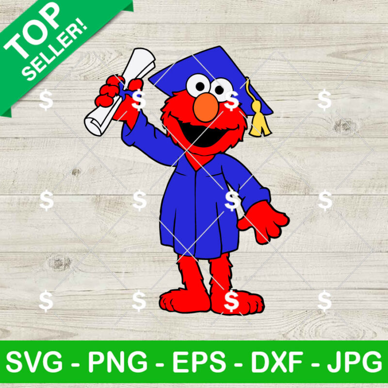 Sesame Street Graduation Cap SVG, Elmo Sesame Street SVG, Elmo Grad Cap SVG